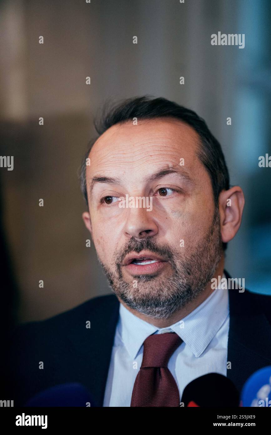 Close up portrait of Rassemblement National's MP Sebastien Chenu after ...
