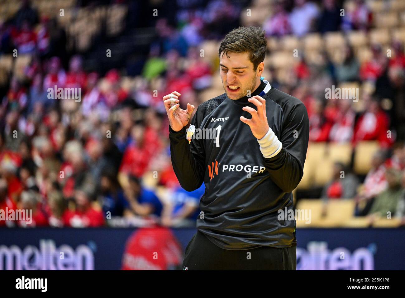 Herning, Denmark. 14th Jan, 2025. Domenico Ebner of Italy during IHF ...