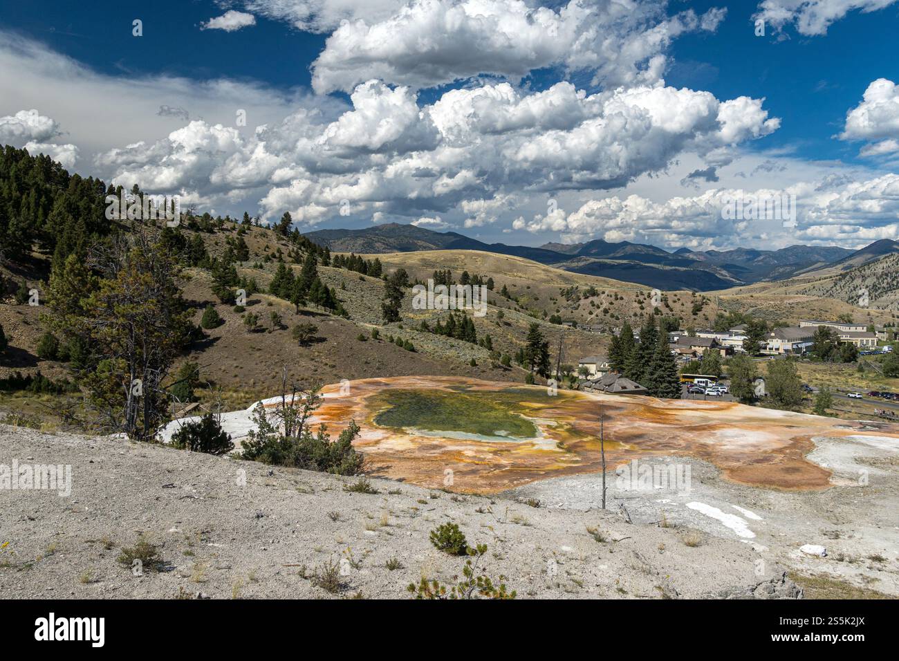 Palette Spring, geothermal feature in the Mammoth Hot Springs area in ...