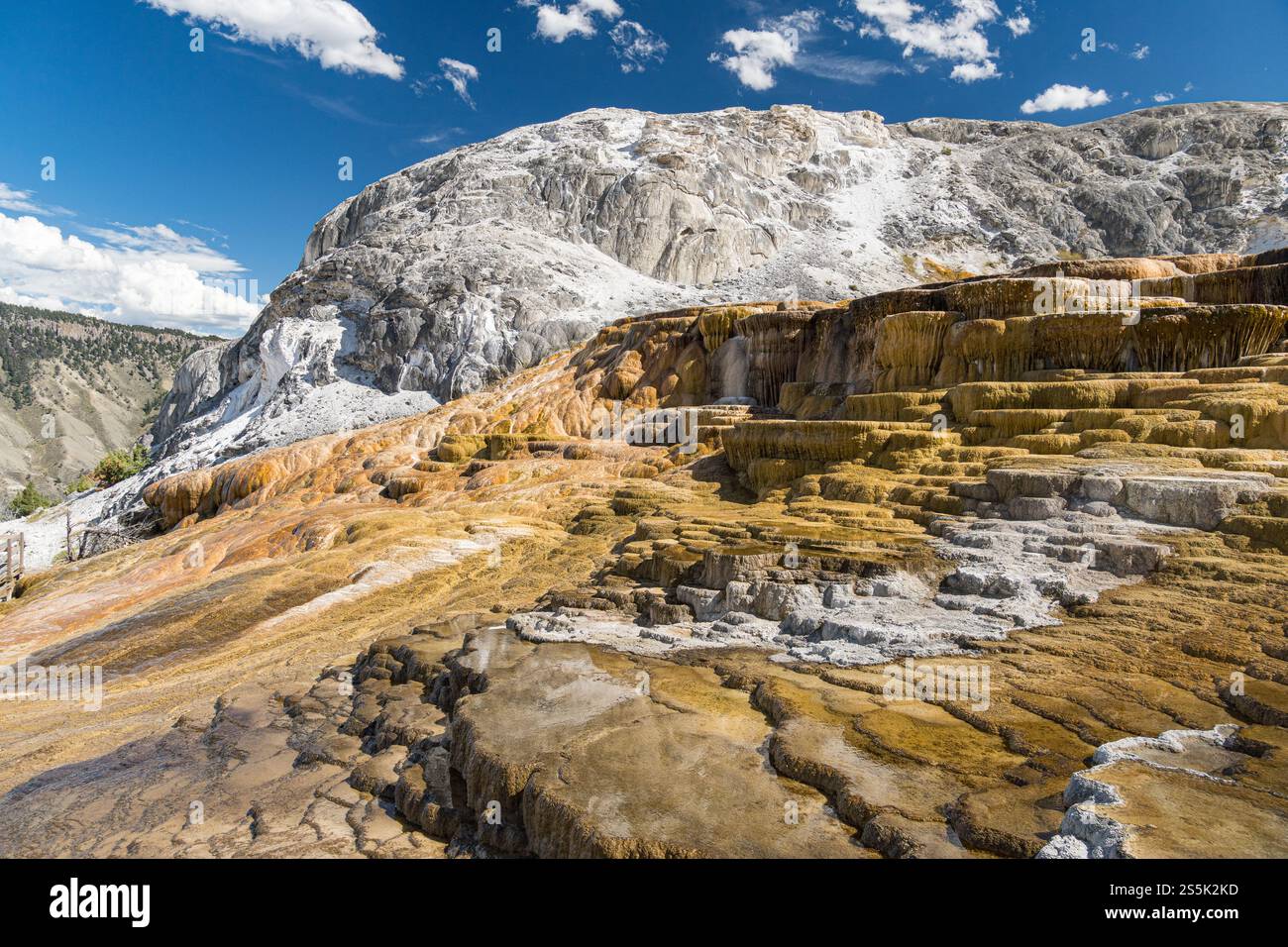 Travertine rocks from the Main Terrace overlook in the Mammoth Hot ...