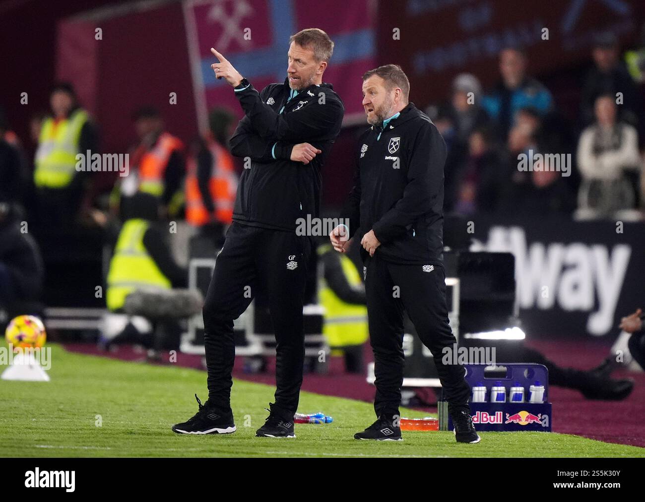 West Ham United manager Graham Potter (left) and first-team coach Billy ...
