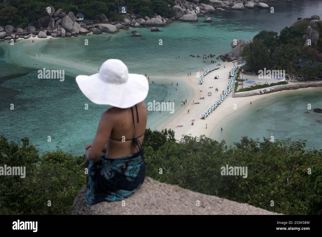 a View from a View Point of a small Bay, Beach and Landscape at the ...