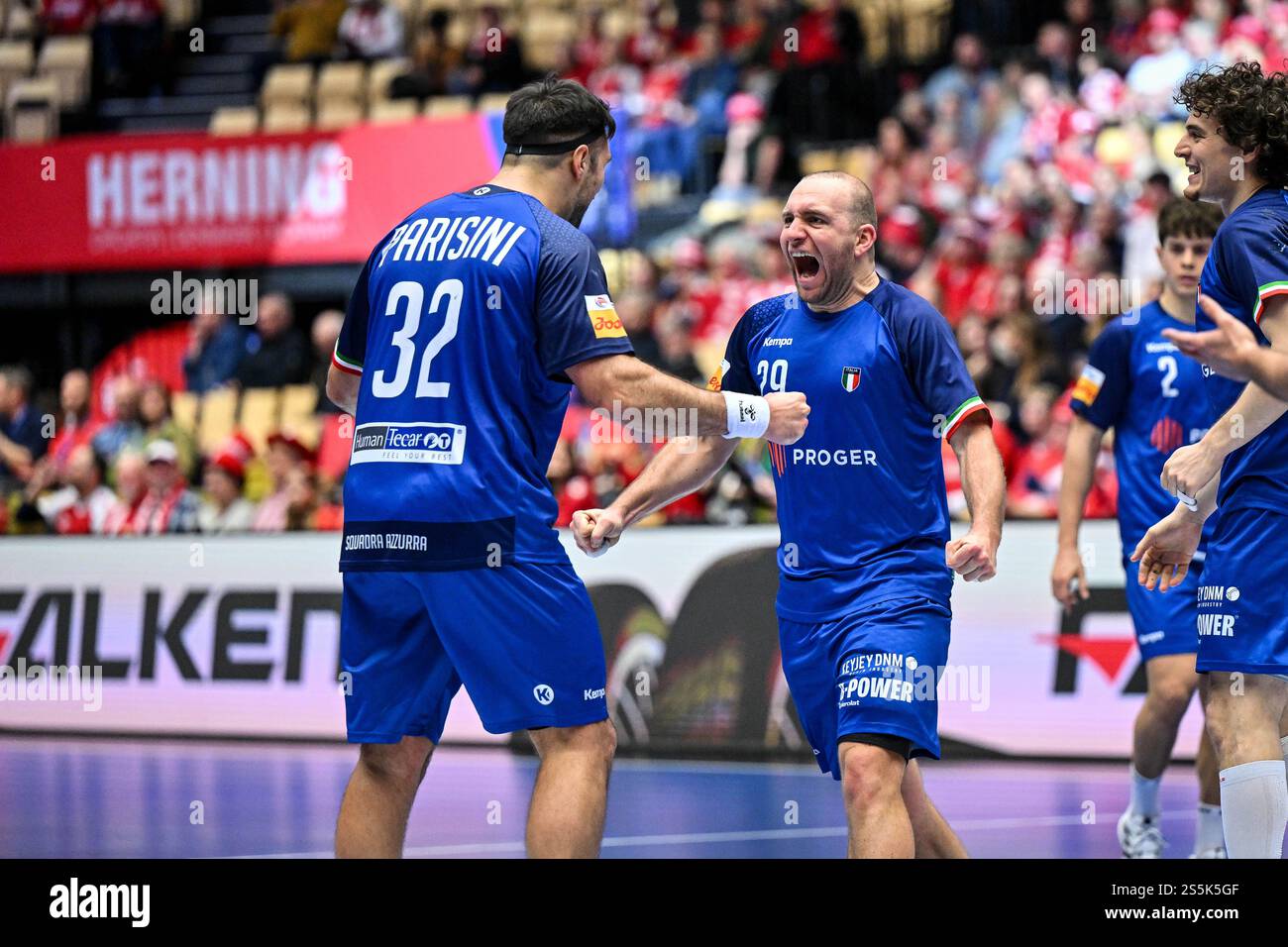 Herning, Denmark. 14th Jan, 2025. Jeremi Pirani of Italy during IHF Men ...
