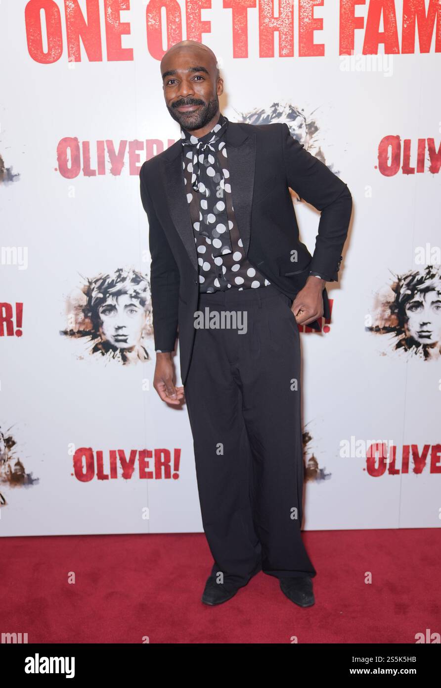 Ore Oduba attending the opening night for Oliver! at the Gielgud ...