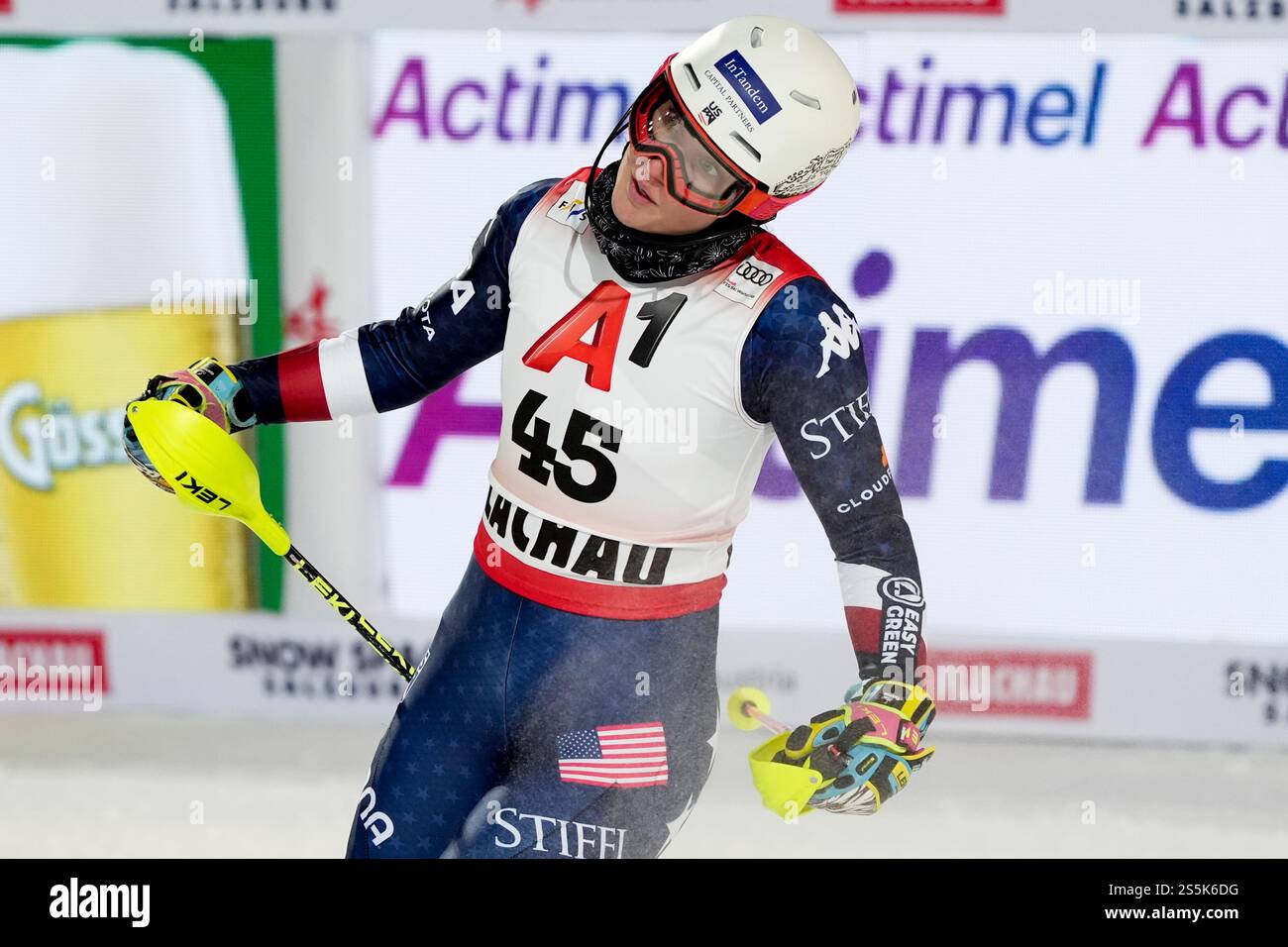 United States' Nina O Brien gets to the finish area after completing an ...