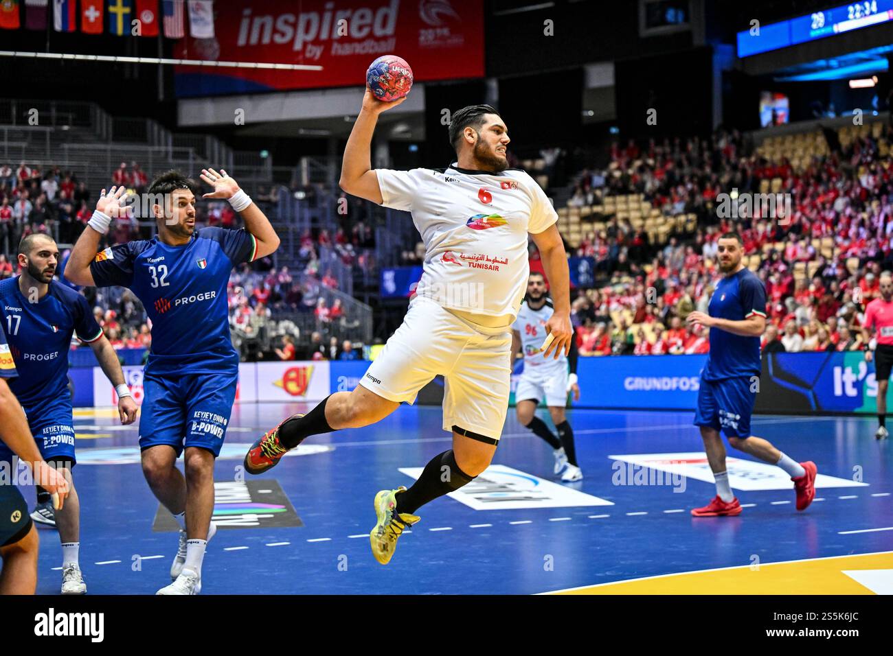 Herning, Denmark. 14th Jan, 2025. Ghazi Ben Ghali of Tunisia during IHF ...