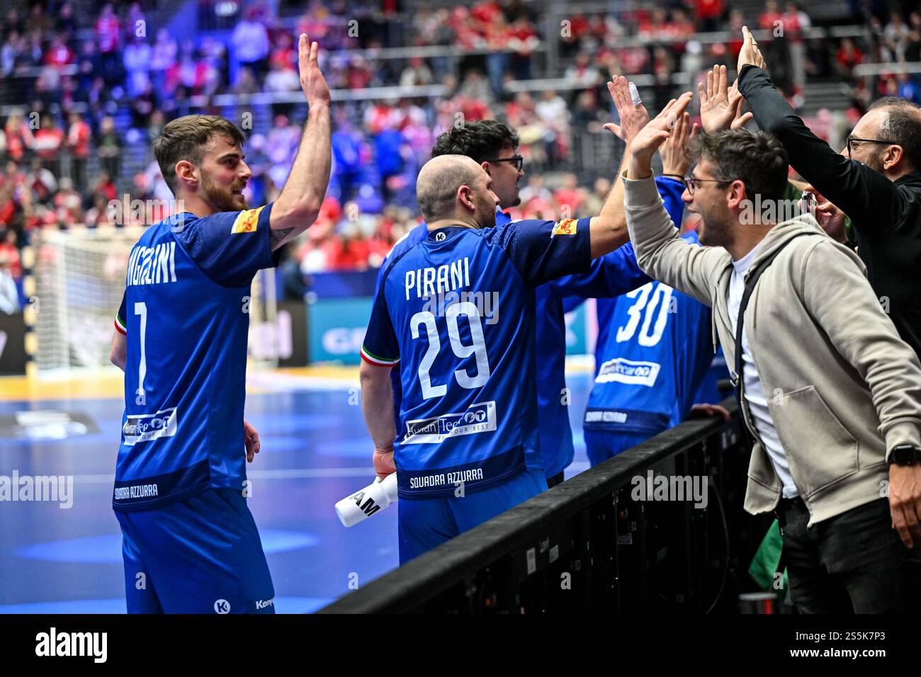 Herning, Denmark. 14th Jan, 2025. Jeremi Pirani of Italy during IHF Men ...