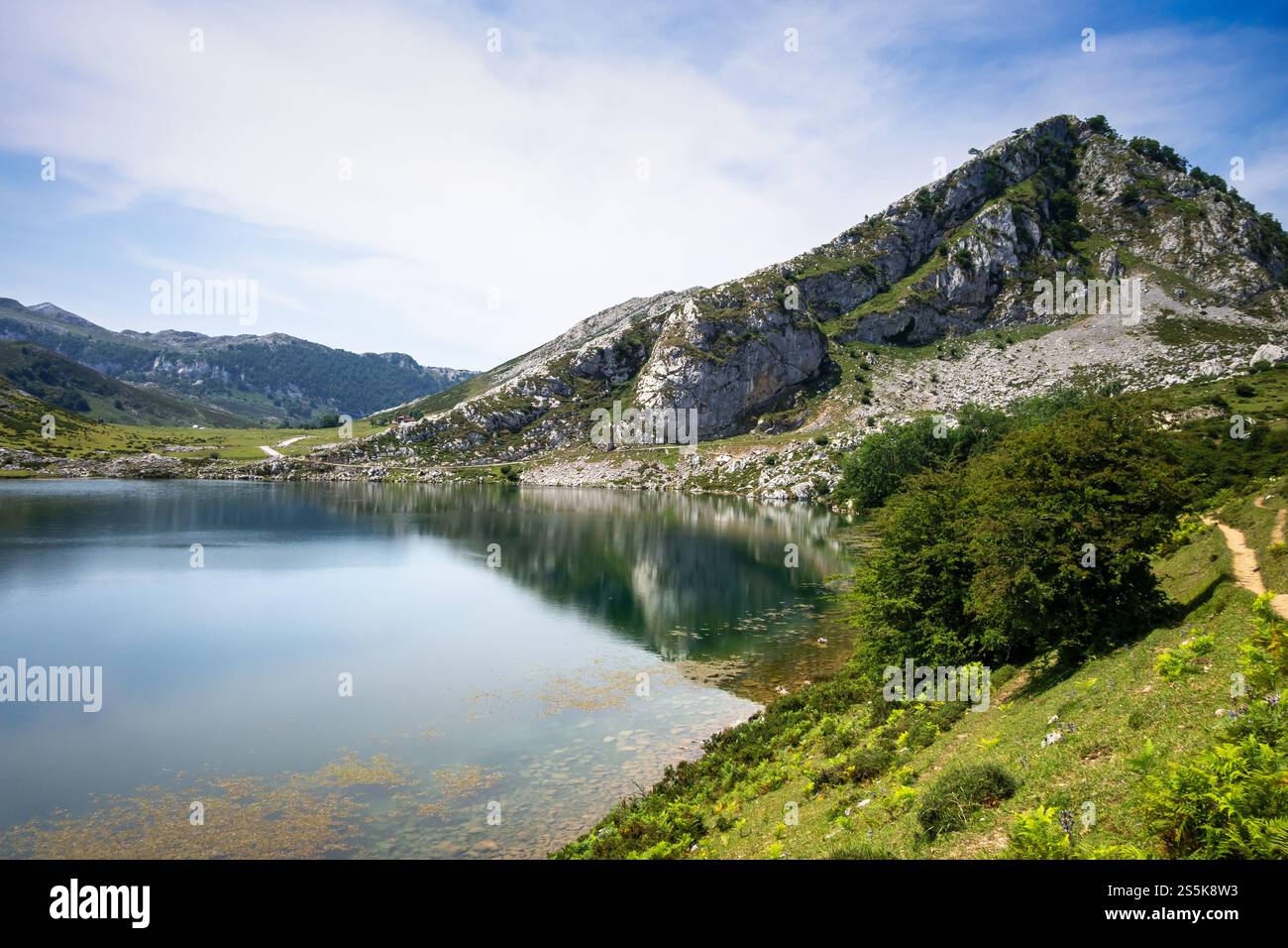 Lake Enol in Covadonga, Picos de Europa, Asturias, Spain. Lake Enol in ...