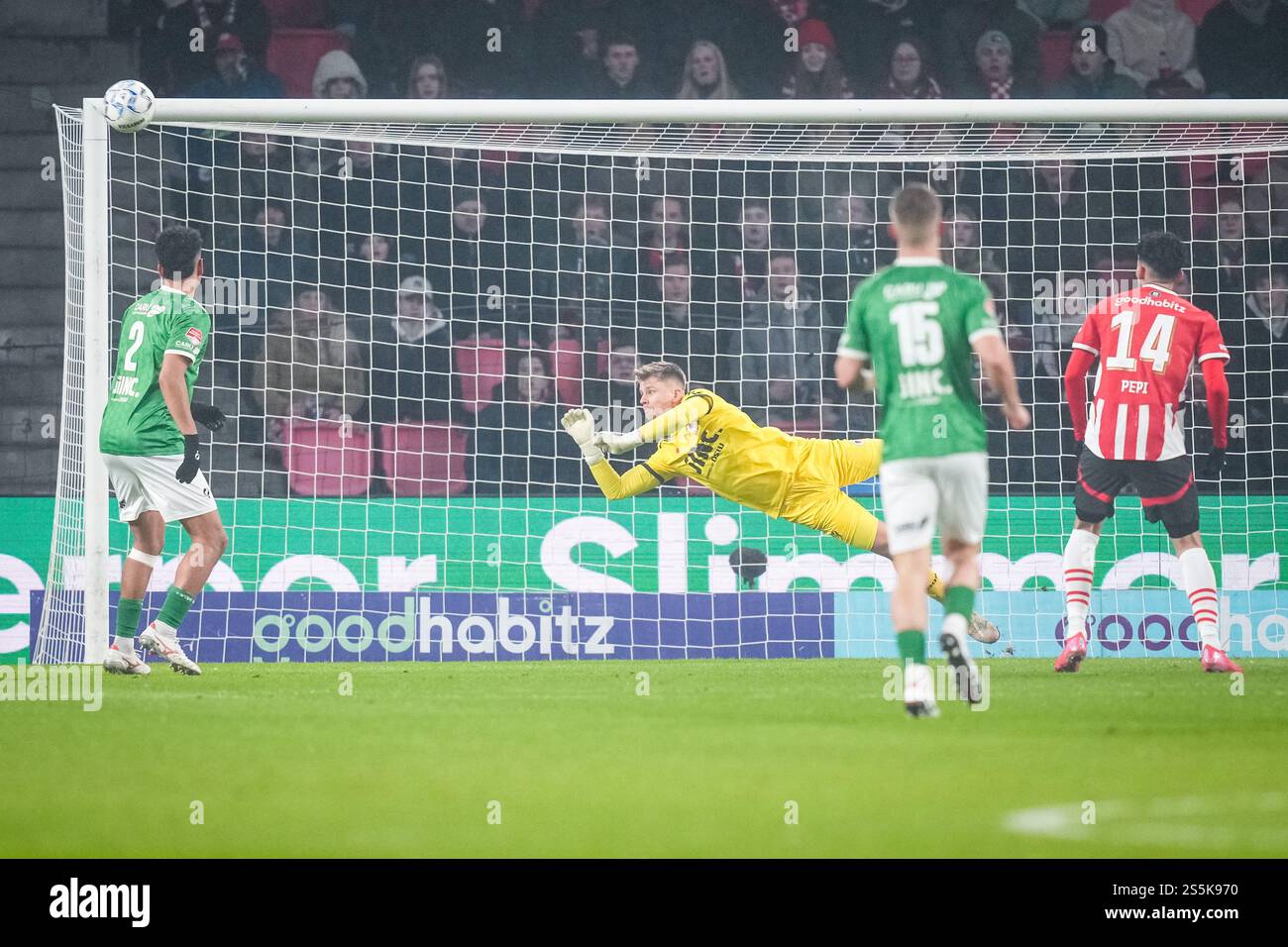 Eindhoven - Goalkeeper Calvin Raatsie of Excelsior Rotterdam during the ...