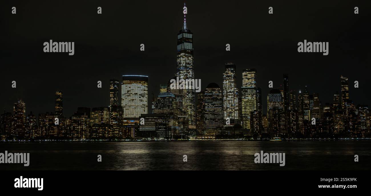 World Trade Center skyline at night. One World Trade Center at night ...