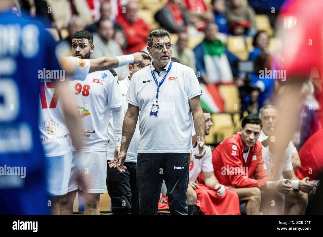 Herning, Denmark. 14th Jan, 2025. Head coach Mohamed Ali Sghir of ...