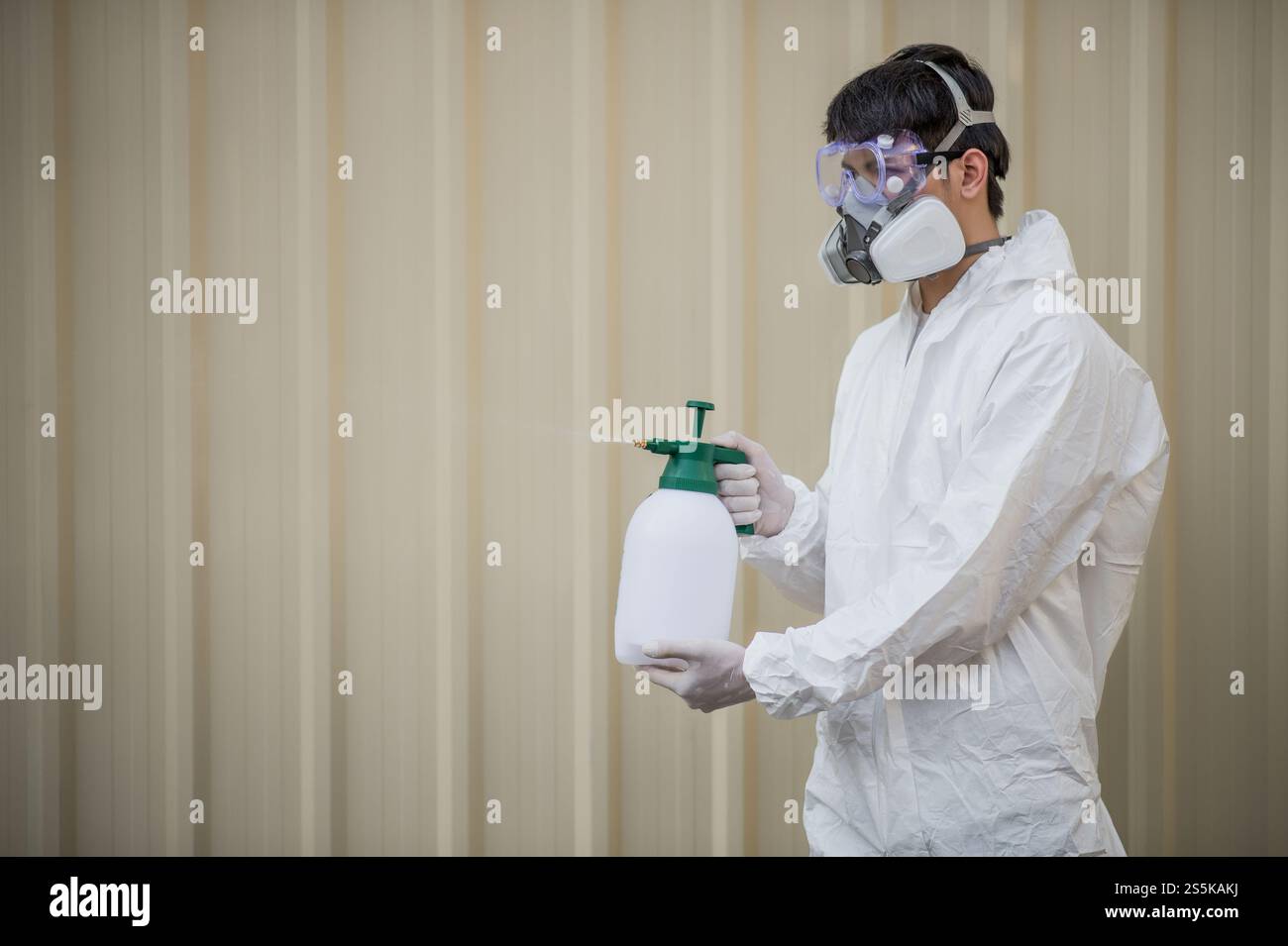 Portrait disinfection specialist man in ppe suit hi-res stock ...