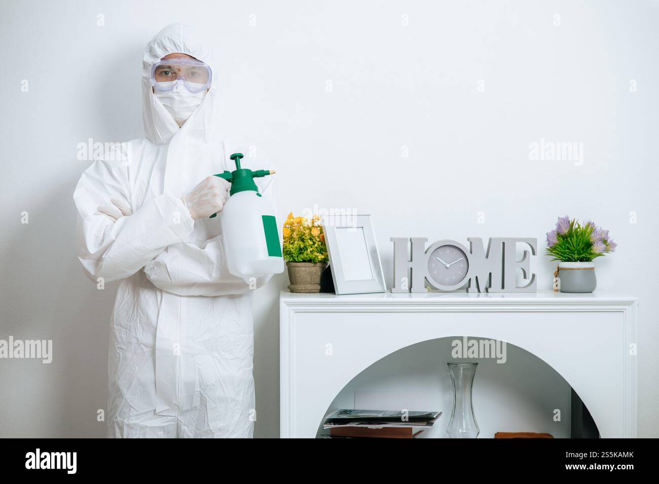 Disinfection specialist staff in personal protective equipment (ppe ...