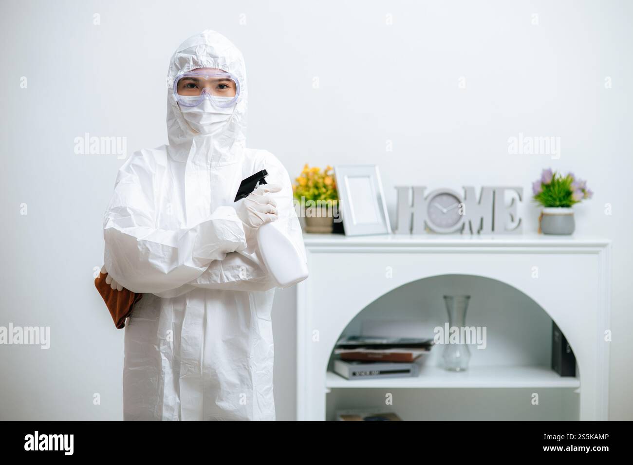Disinfection specialist staff in personal protective equipment (ppe ...