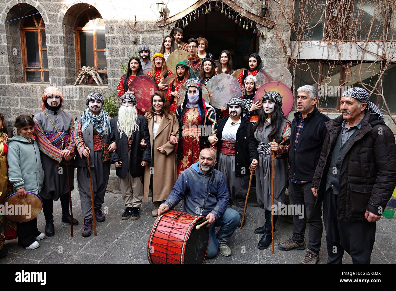 Fatma Gulan Onkol (front, in brown coat), Co-Mayor of Sur district ...