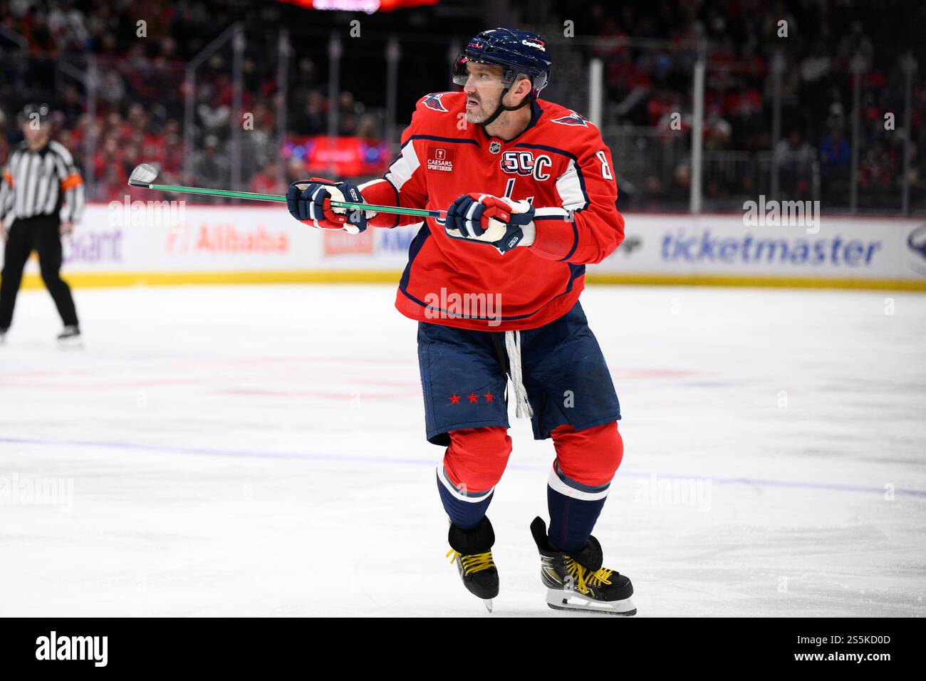 Washington Capitals left wing Alex Ovechkin (8) in action during the ...