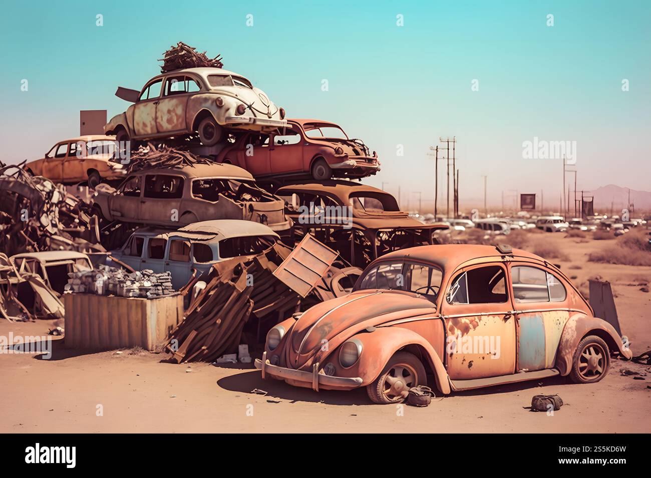 Cars graveyard, Pile of crushed and deformed cars waiting to be ...