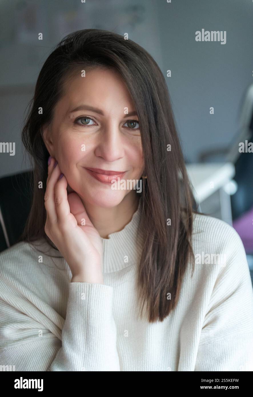 elegant woman over 40, business lady, works in the office Stock Photo ...