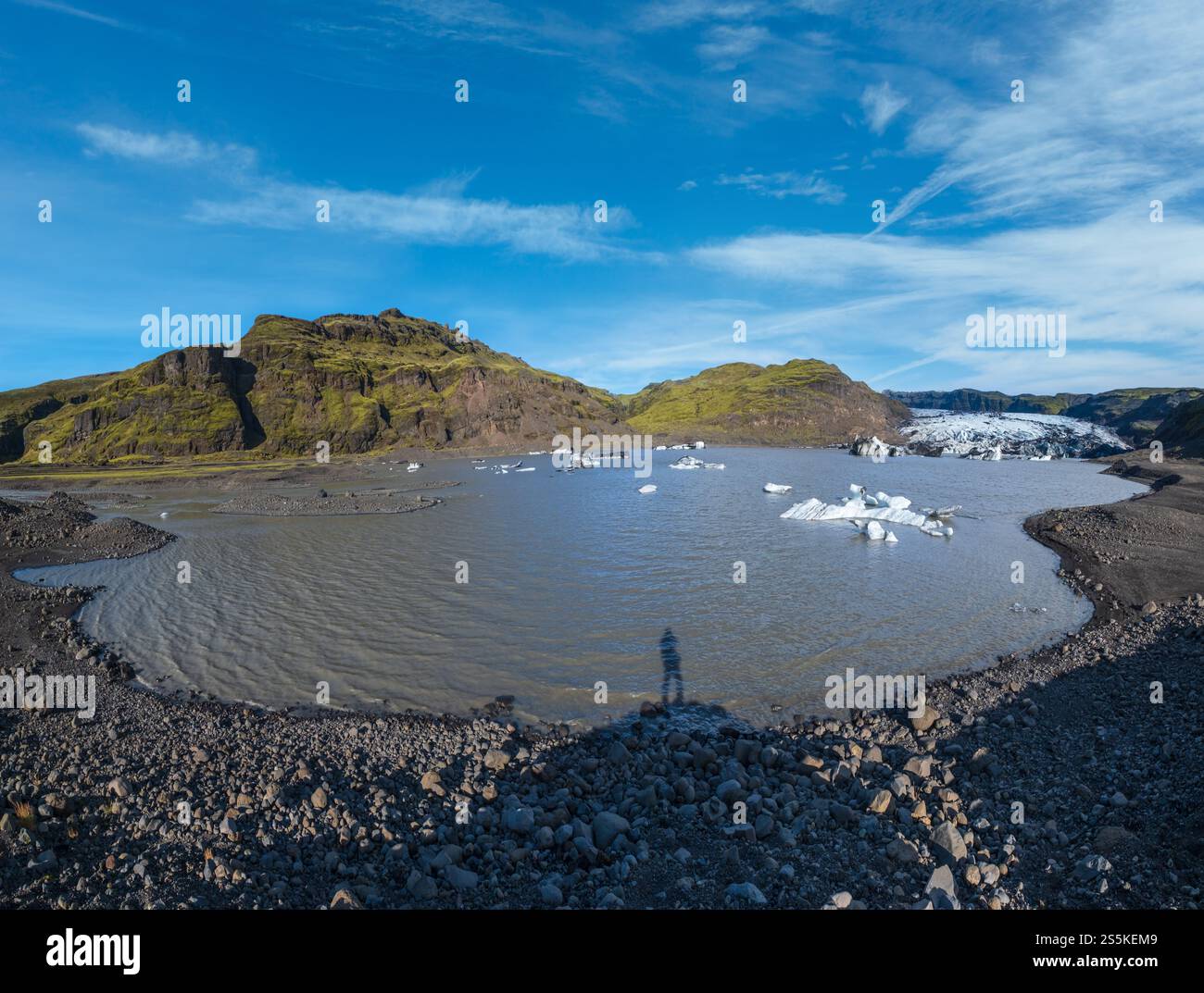 Solheimajokull glacier, Iceland. Its tongue slides from the volcano ...