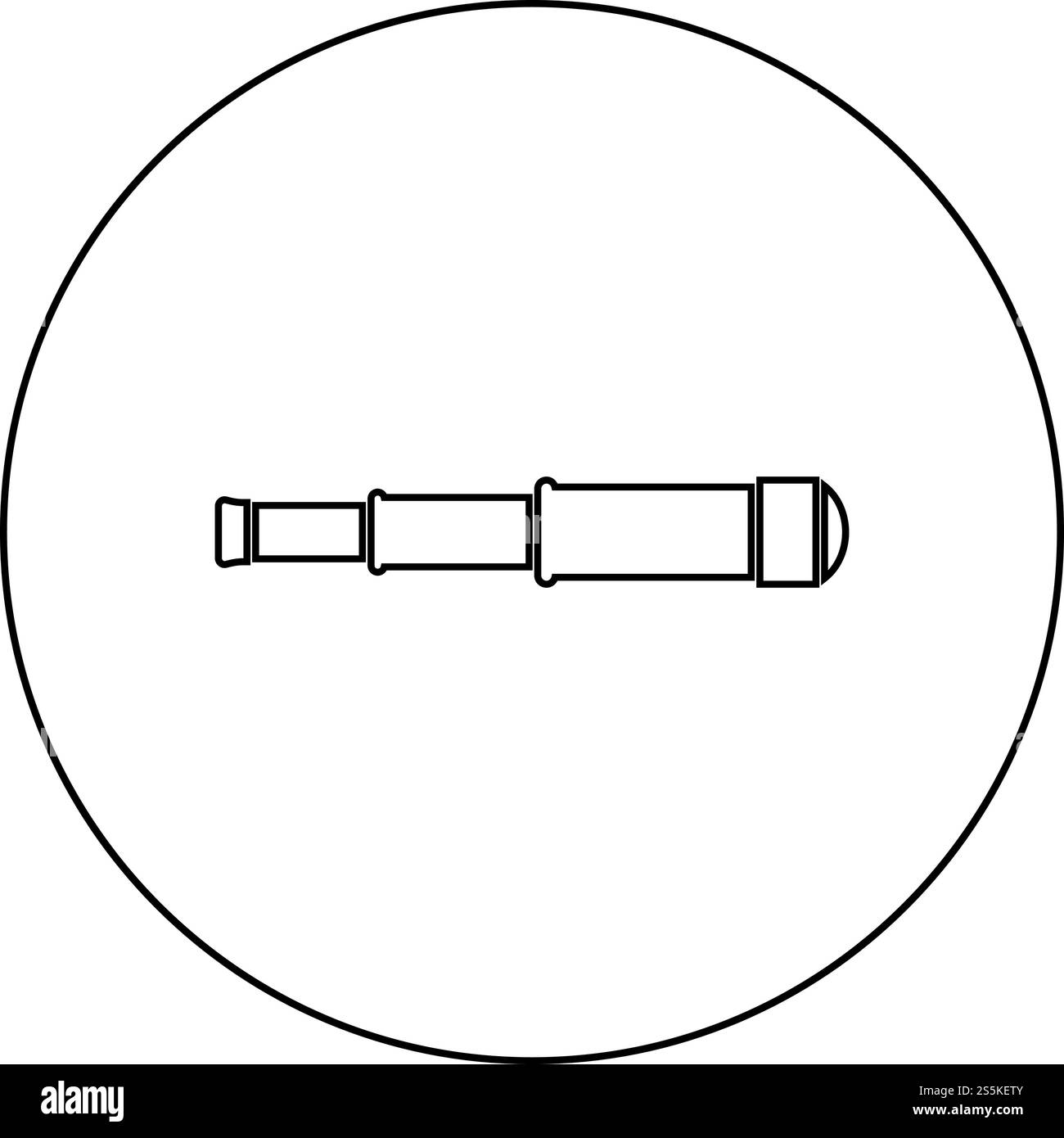Spyglass Monocular Telescope lens icon in circle round outline black color vector illustration ...