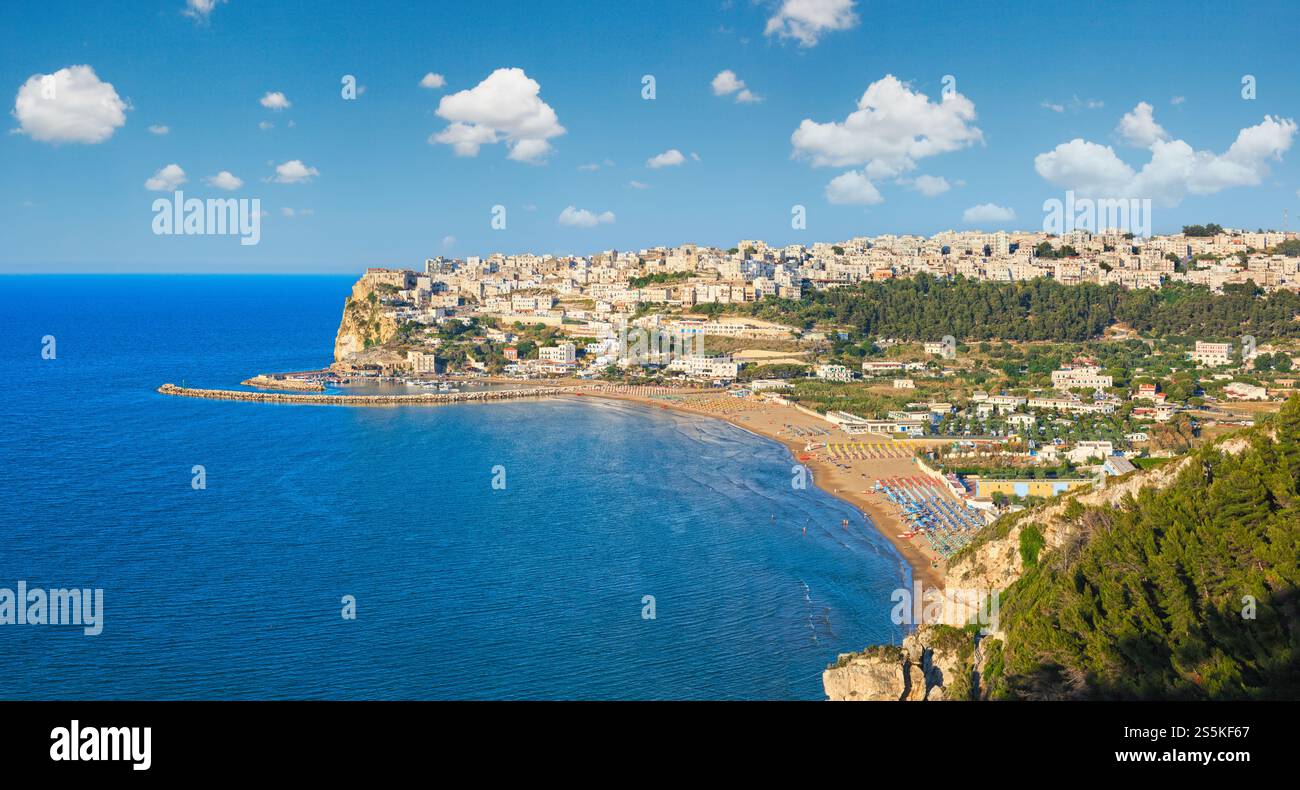Summer sea perched Peschici beautiful town view, Gargano peninsula in ...