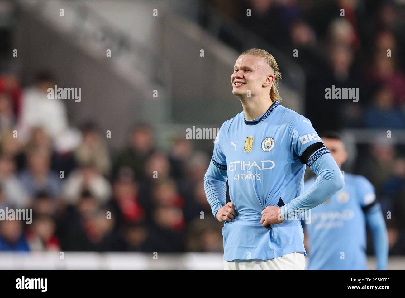 LONDON, UK - 14th Jan 2025: Erling Haaland of Manchester City reacts ...