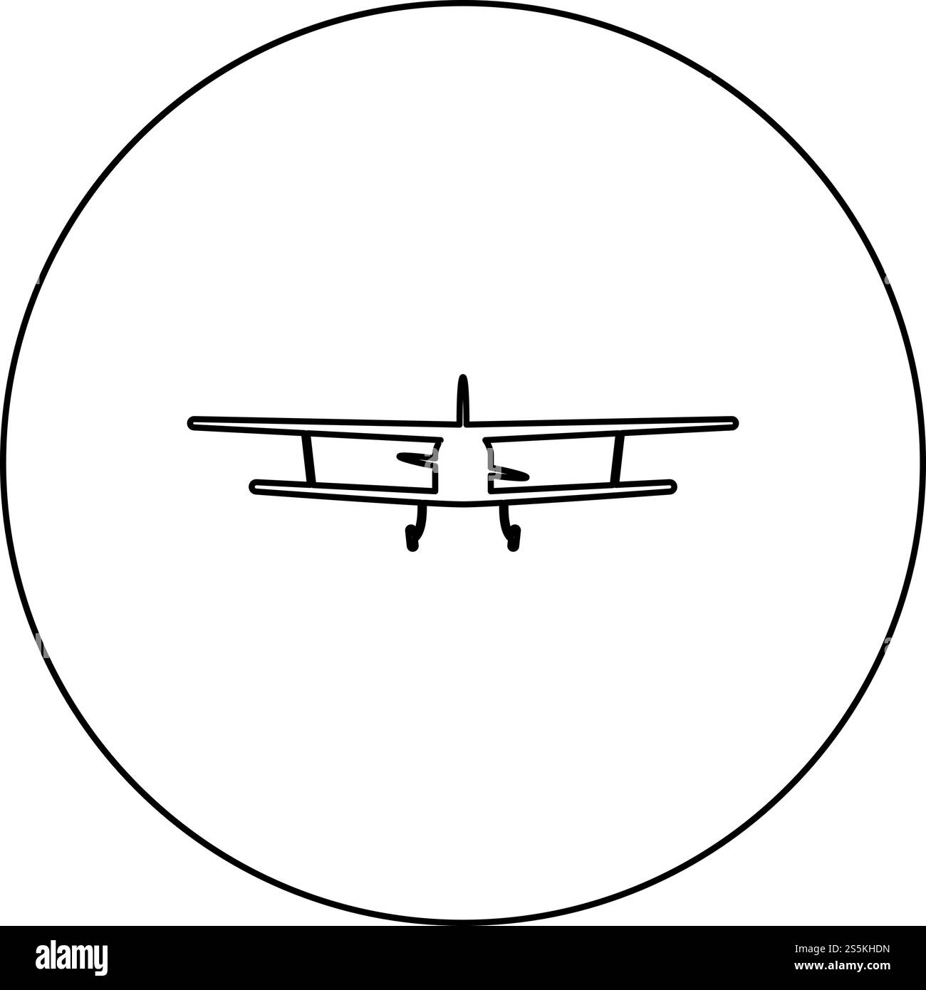 Airplane view with front Light aircraft civil Flying machine icon in ...