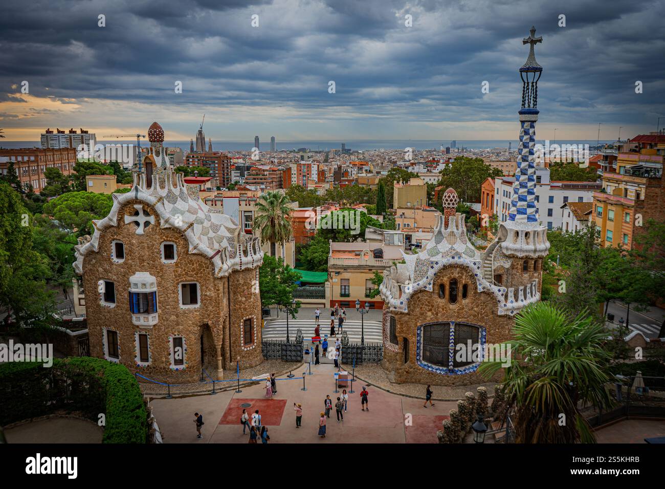 A vibrant view of Park Güell, one of Barcelona's most iconic landmarks ...