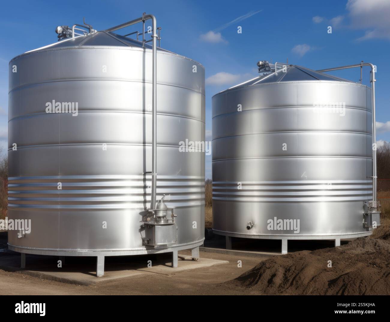 Two aluminium tanks. Machine pressure. Generate Ai Stock Photo - Alamy