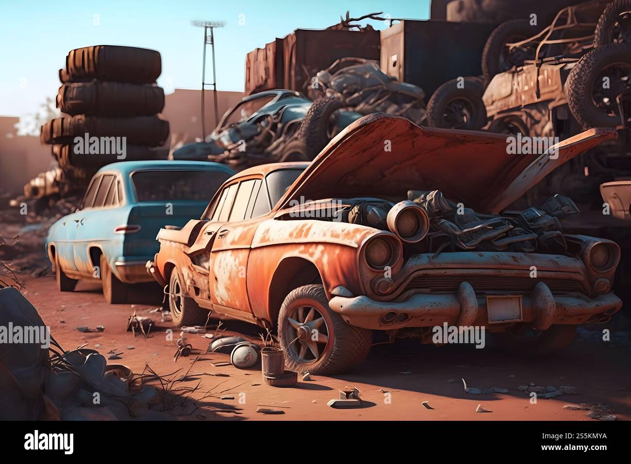 Cars graveyard, Pile of crushed and deformed cars waiting to be ...