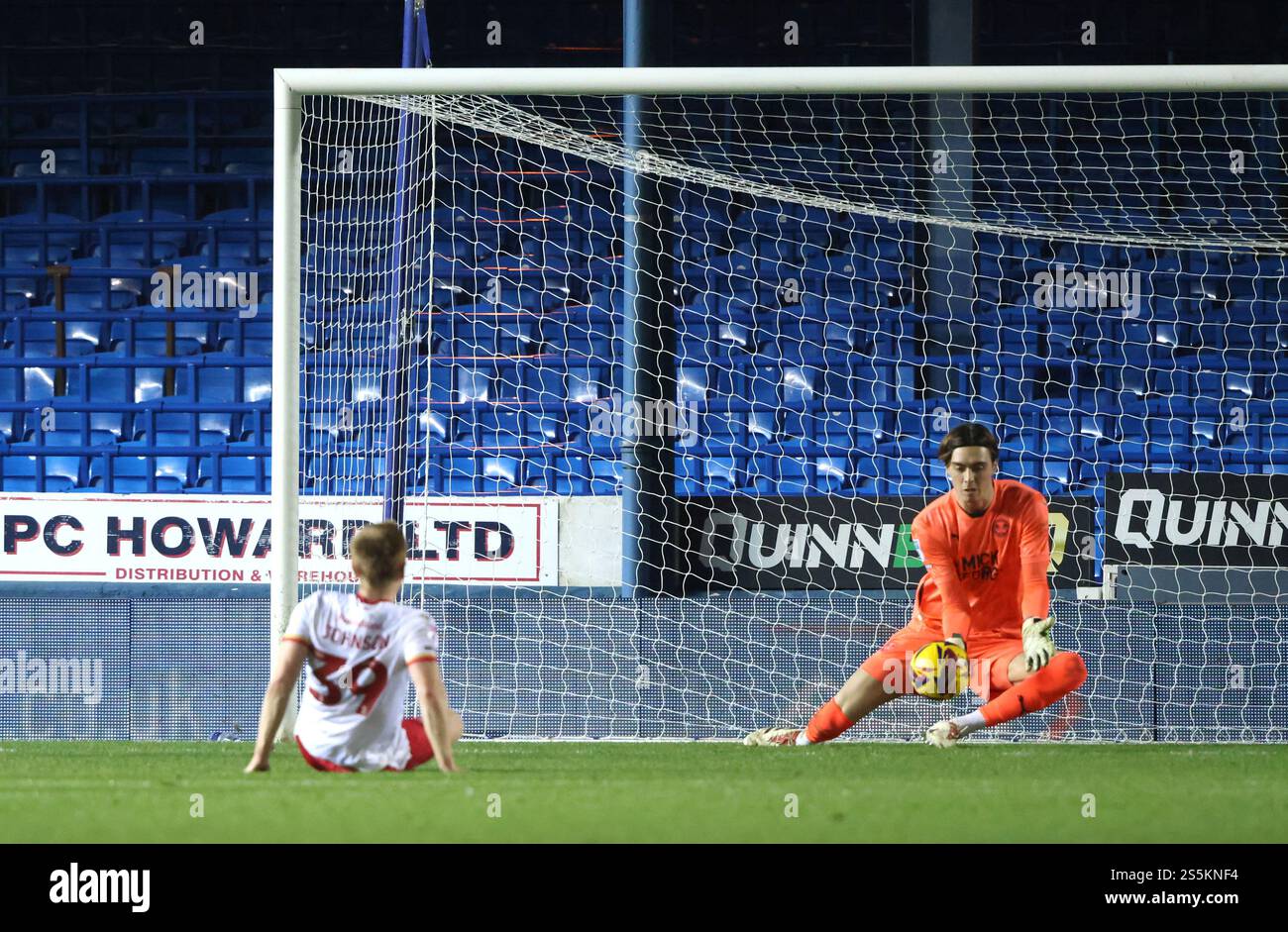 Peterborough, UK. 14th Jan, 2025. Nicholas Bilokapic (PU) foils Danny ...