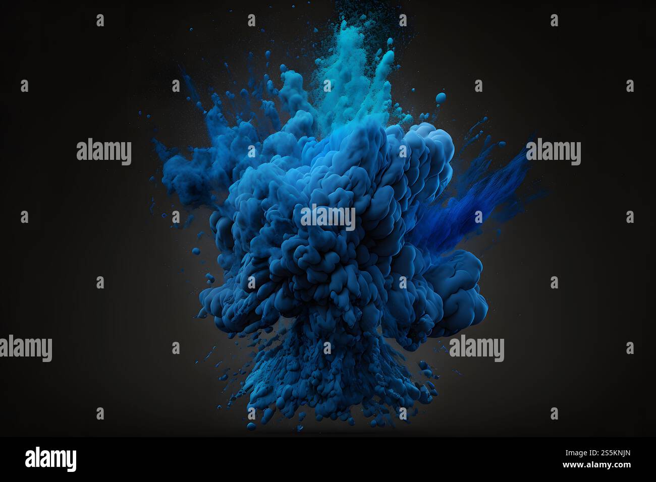 Explosion of blue color paint powder on black background. Neural ...