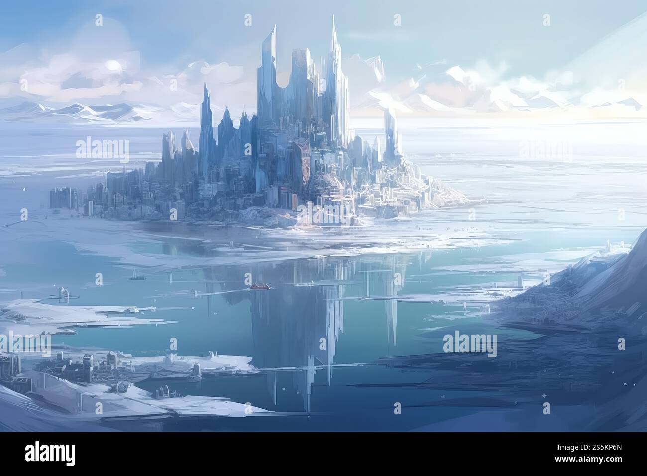 Castle city on ice island. Snow frost. Generate Ai Stock Photo - Alamy