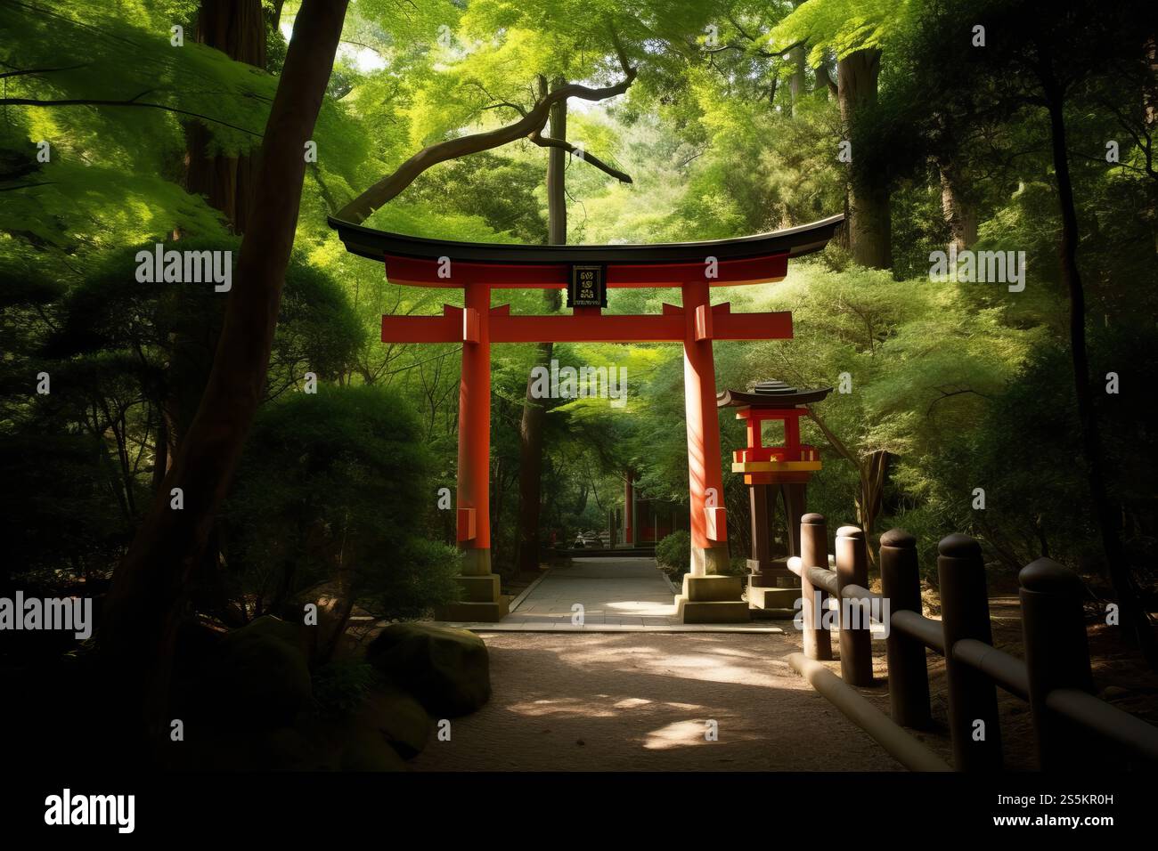 Japanese red arch. Travel landmark. Generate Ai Stock Photo - Alamy