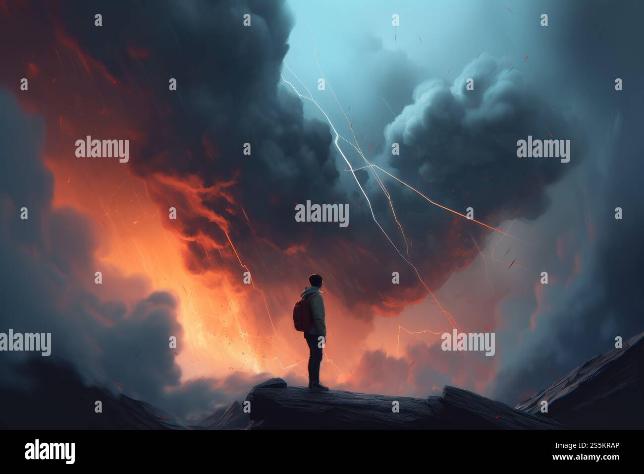 Person near storm. Walk free. Generate Ai Stock Photo - Alamy