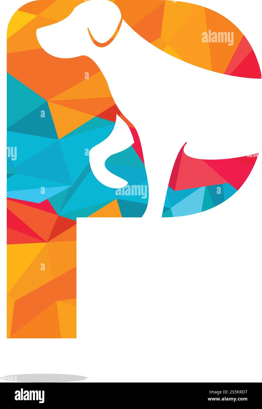 Letter P and Dog head vector logo design. Pet care logo design. Pet ...