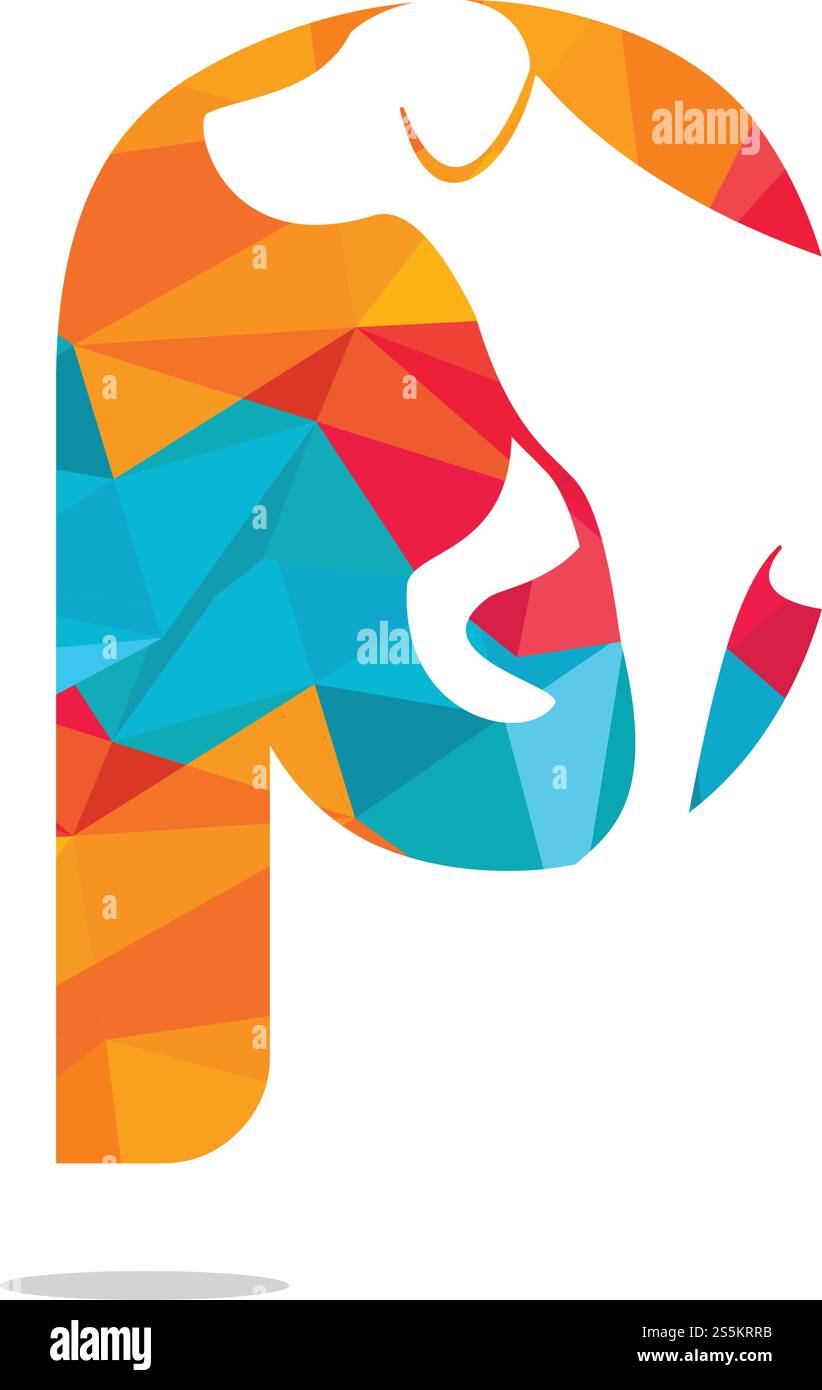 Letter P and Dog head vector logo design. Pet care logo design. Pet ...
