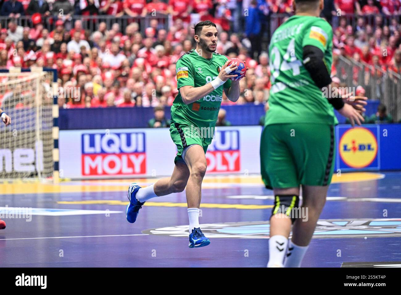 Herning, Denmark. 14th Jan, 2025. Ayyoub Abdi of Algeria during IHF Men ...