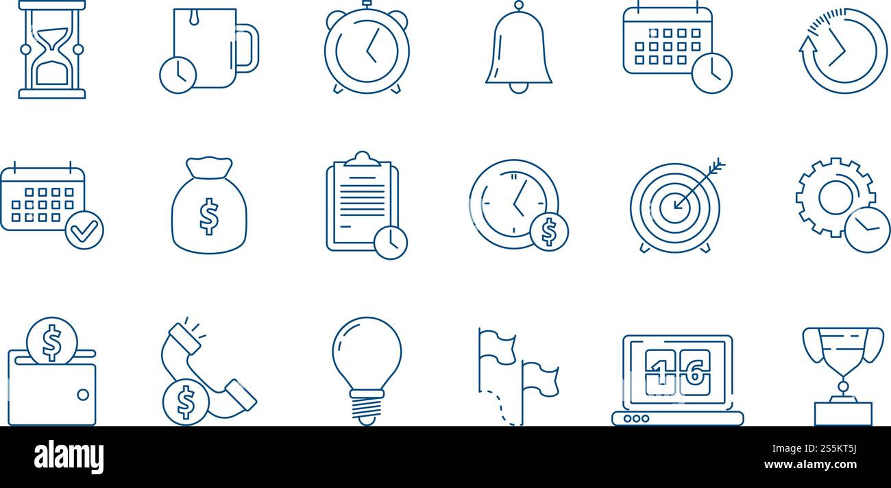 Management icon. Time save planning completed work productivity ...