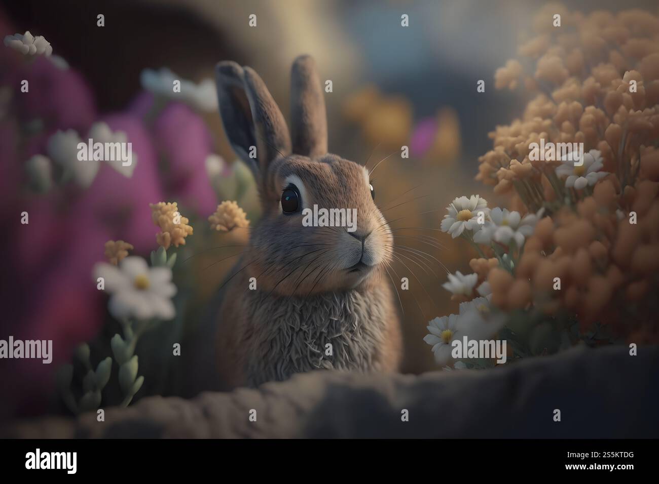 Cute brown hare, lepus europaeus, jumping closer on grass in spring ...