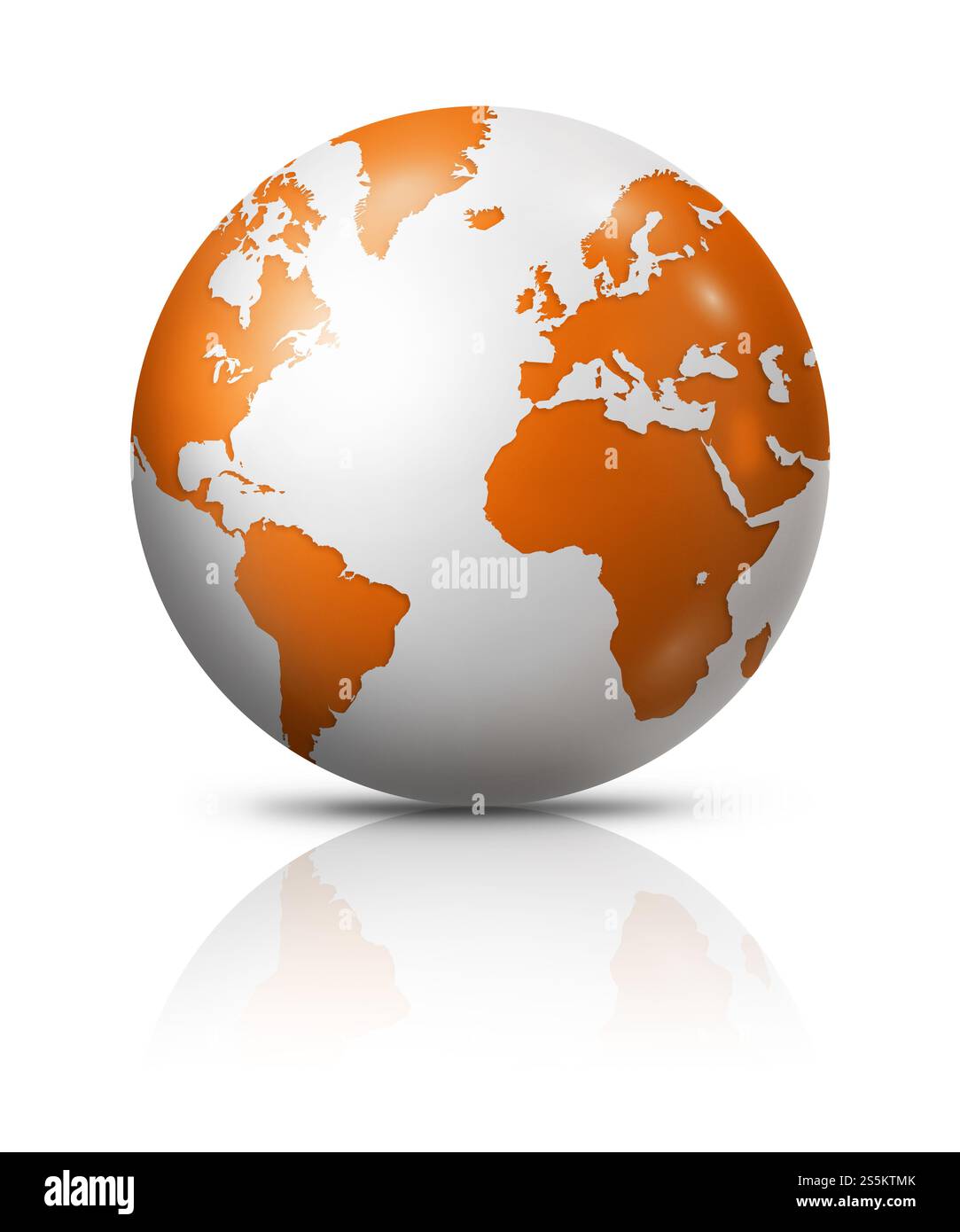 Orange earth globe isolated on white background. 3D illustration ...