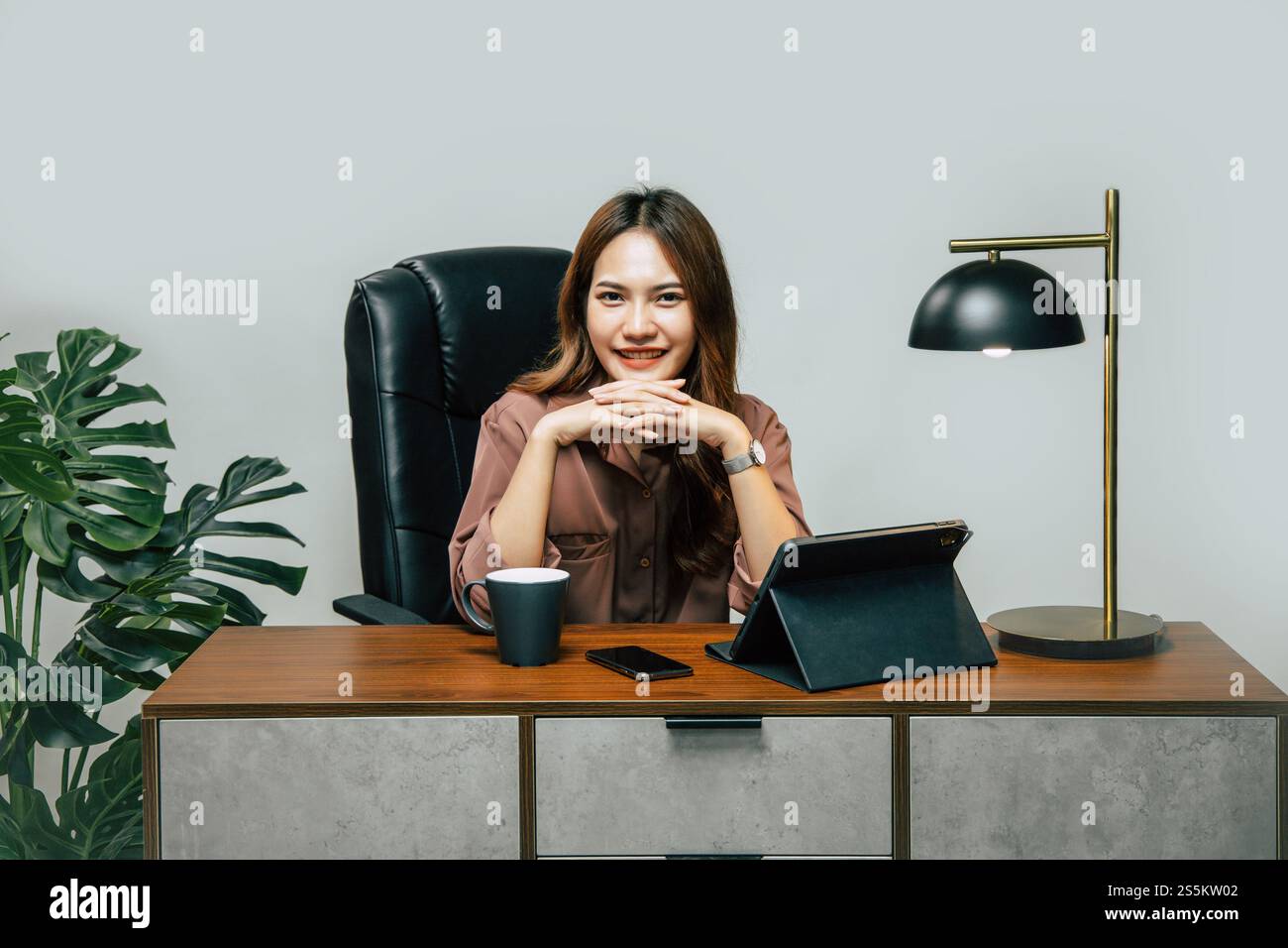 Happily young asian woman with new normal hi-res stock photography and ...