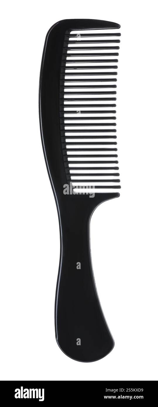 One black plastic comb isolated on white Stock Photo - Alamy