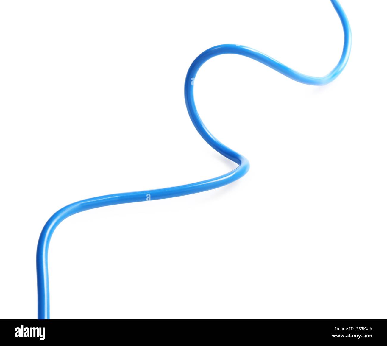 One blue electrical wire isolated on white Stock Photo - Alamy