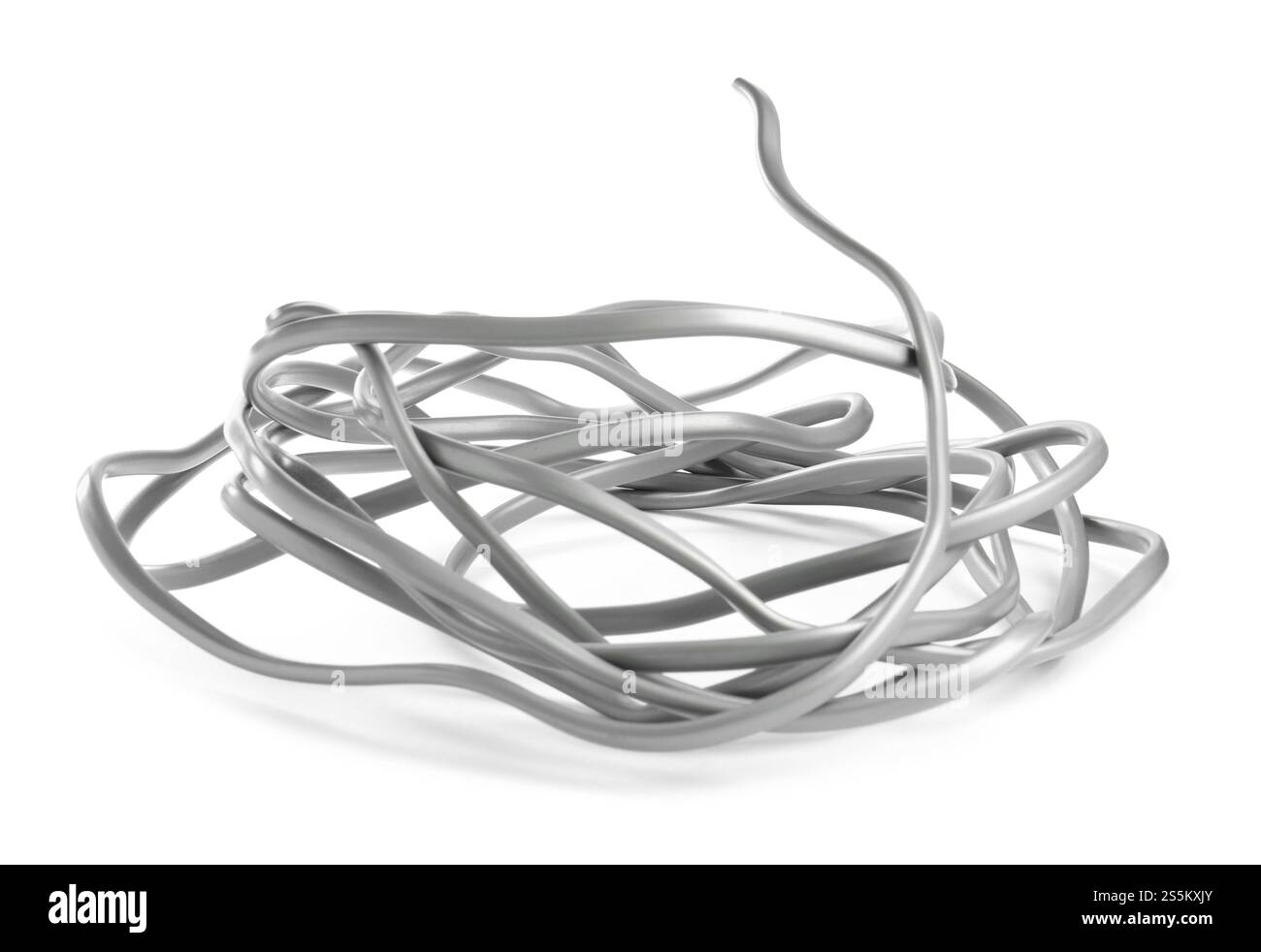 Tangled insulated electrical wire isolated on white Stock Photo - Alamy