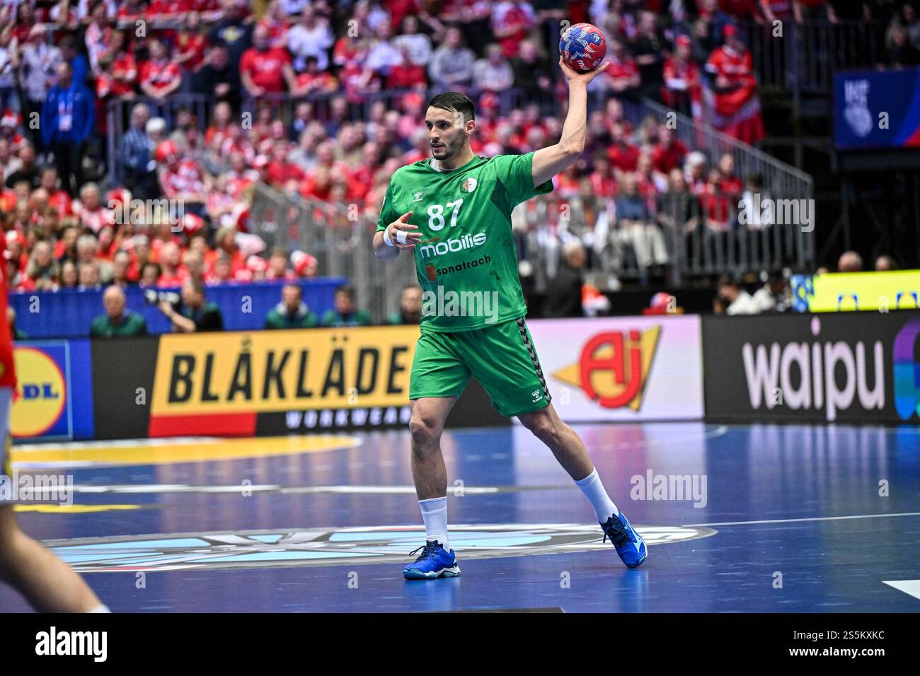 Herning, Denmark. 14th Jan, 2025. Ayyoub Abdi of Algeria during IHF Men ...