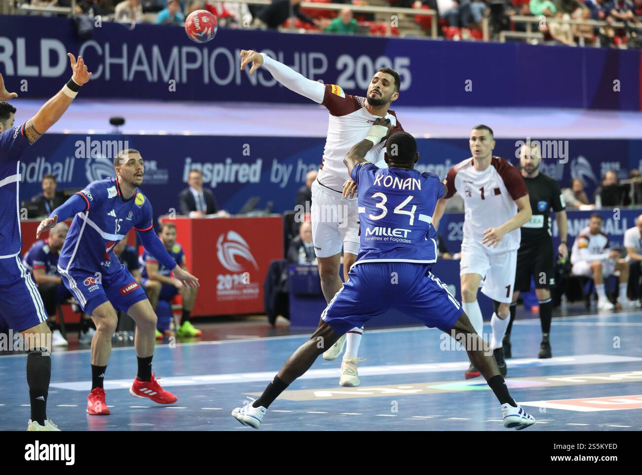 POREC, CROATIA - JANUARY 14: Amir Nowraddine Denguir of Qatar shoots on ...