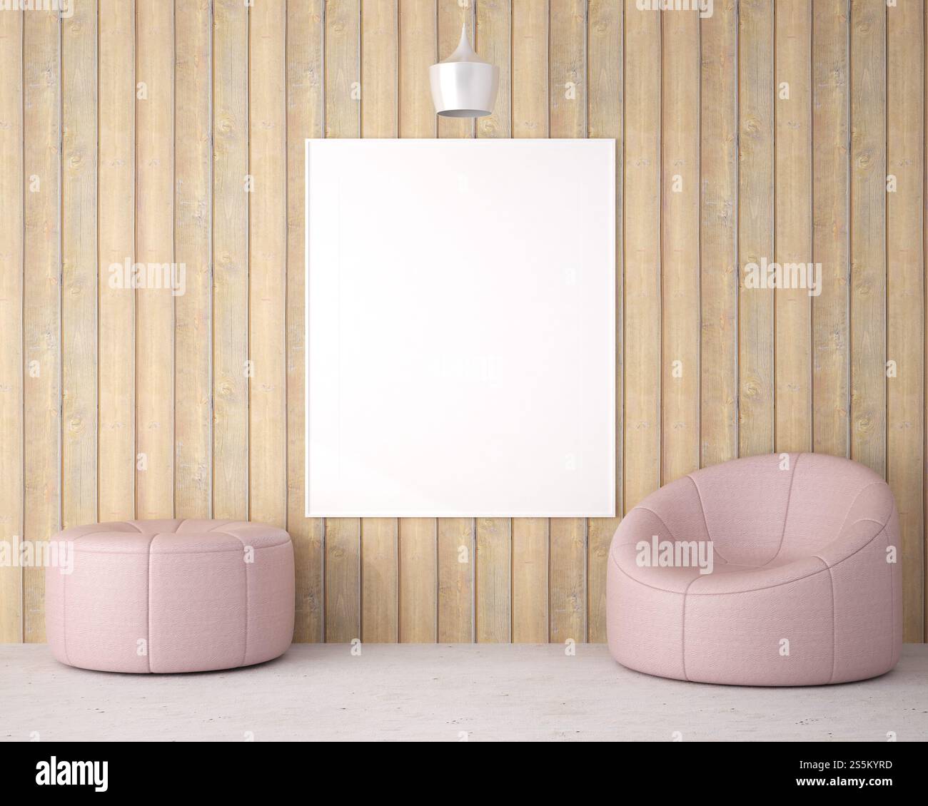 3D interior design for rest corner or living room with frame mockup ...