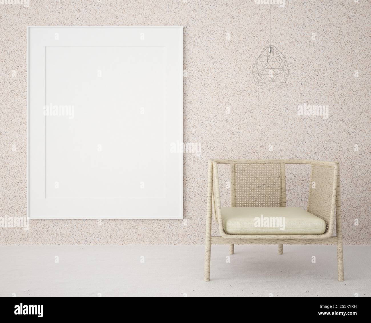 3D interior design for rest corner or living room with frame mockup ...