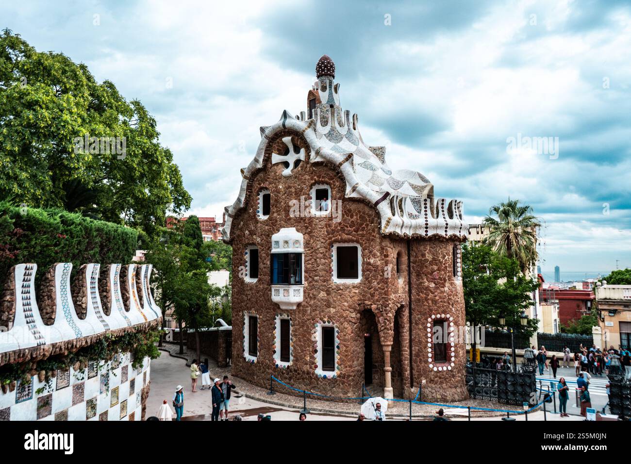 A vibrant view of Park Güell, one of Barcelona's most iconic landmarks ...